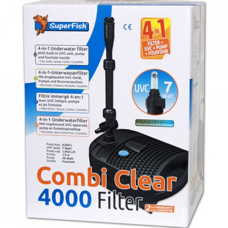 SUPERFISH FILTRE SUPERFISH COMBI CLEAR 4000 - UVC 7W - POMPE 1950L/H