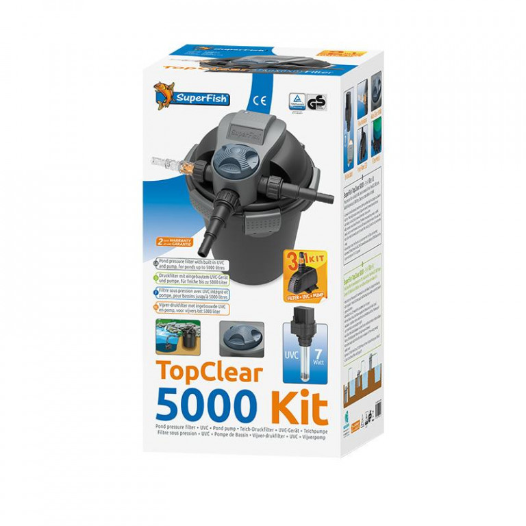 SUPERFISH FILTRE SUPERFISH TOPCLEAR KIT 5000 UVC 7 WATT POMPE 2000L/H